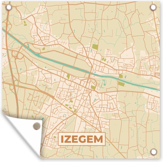 Tuindoek België - Kaart - Stadskaart - Plattegrond - Izegem - 100x100 cm | bol