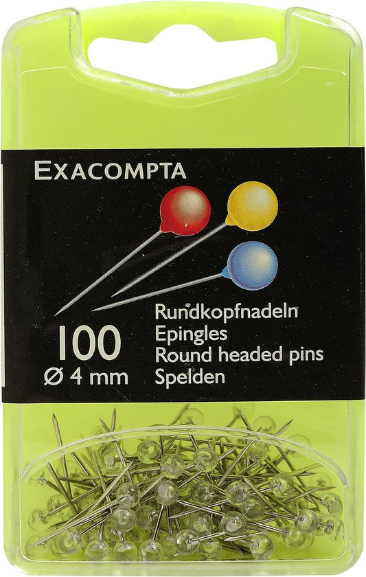Doos met 100 bolvormige prikbordspelden - punthoogte 15mm - 4mm ...