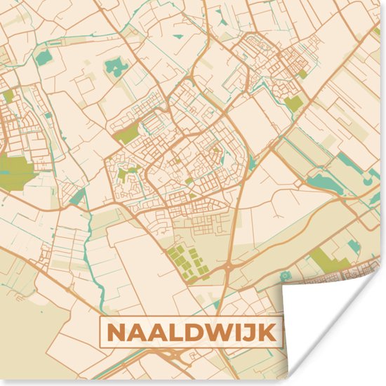 Poster Kaart - Naaldwijk - Stadskaart - Plattegrond - 50x50 cm | bol