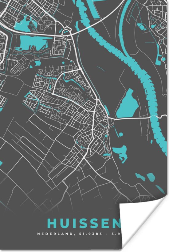 Poster Huissen - Stadskaart - Kaart - Plattegrond - 40x60 cm | bol.com