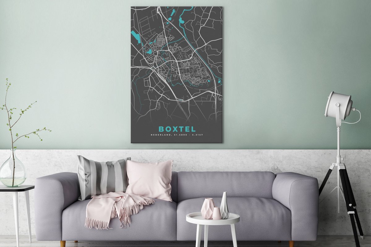 Canvas Schilderij Plattegrond - Boxtel - Kaart - Stadskaart - 90x140 cm ...