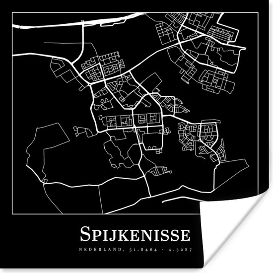 Poster Spijkenisse - Kaart - Stadskaart - Plattegrond - 50x50 cm | bol