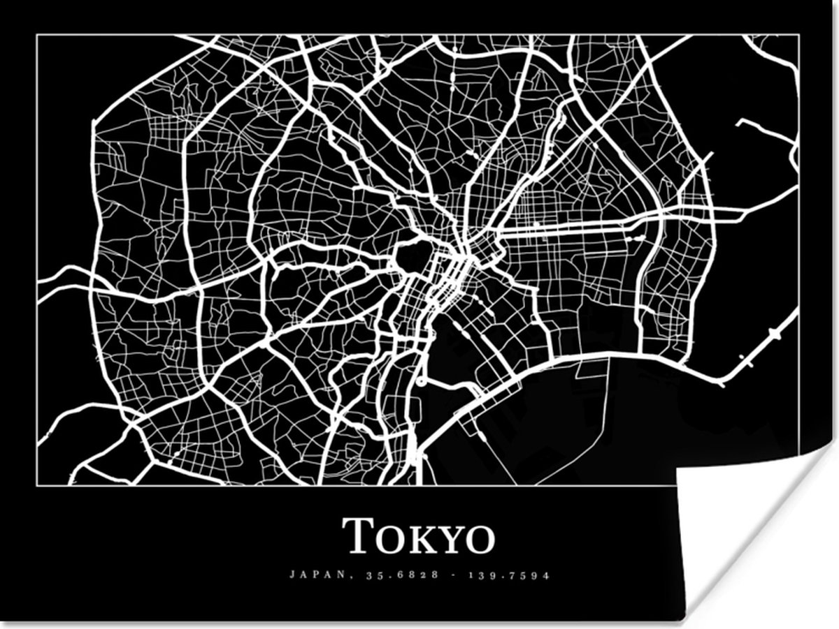 Poster Kaart - Tokio - Stadskaart - Plattegrond - Tokyo - 120x90 cm ...