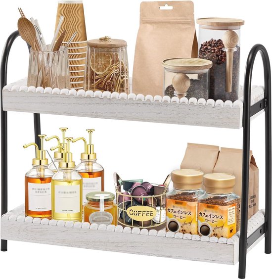 Koffiebar Organizer - Houten Accessoires Plank voor Keuken - Rustieke Koffiestation... | bol