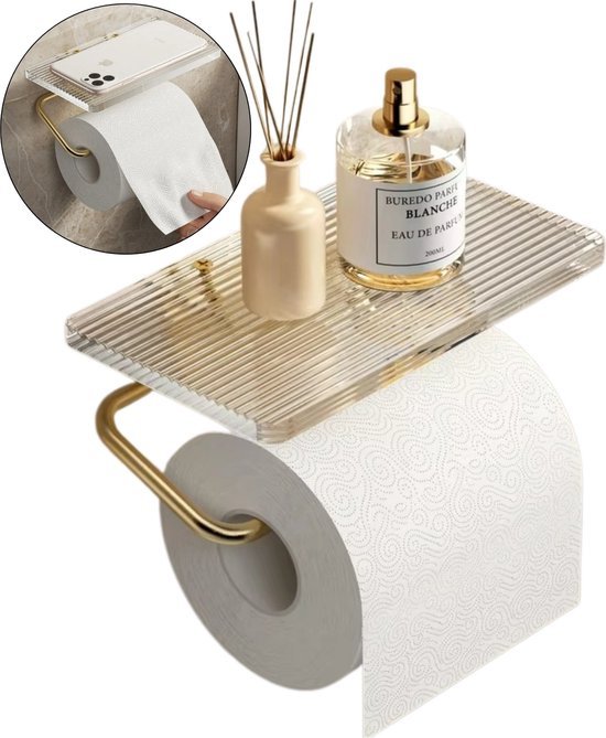 Boncy® Luxe WC Rolhouder met Plankje - Goud Toiletrolhouder - WC Papier ...