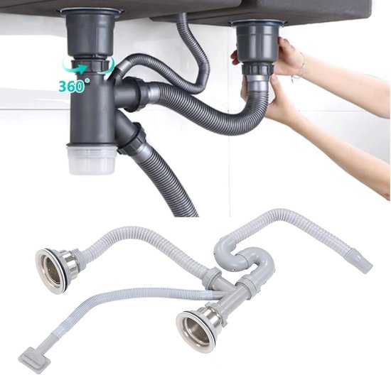 S gebogen afvoerpijp van roestvrij staal met dubbele afvoer - rioolbuis ...