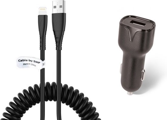 OneOne 2.1A Auto oplader + 0,7m spiraal Lightning kabel. Autolader adapter en prima... | bol