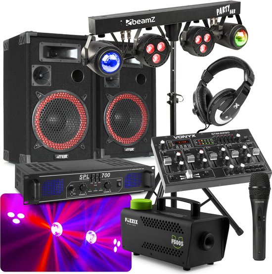 COMPLETE 700W BLUETOOTH DJ DISCO SET MET GELUID, LICHT EN ROOK | bol