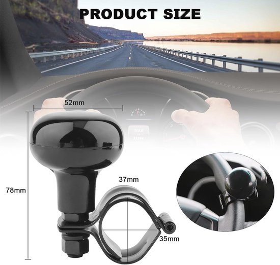 Stuurknop voor Auto, Tractor en Heftruck - Hars en Metaal - Zwart met 4 ...