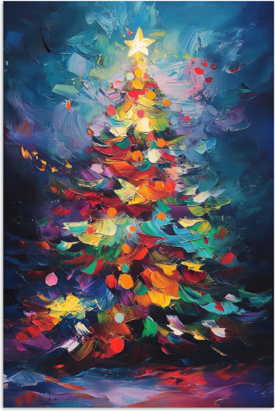 Poster 60x90 cm - Kerstboom - Kerst - Abstract - Kleurrijk - Posters ...
