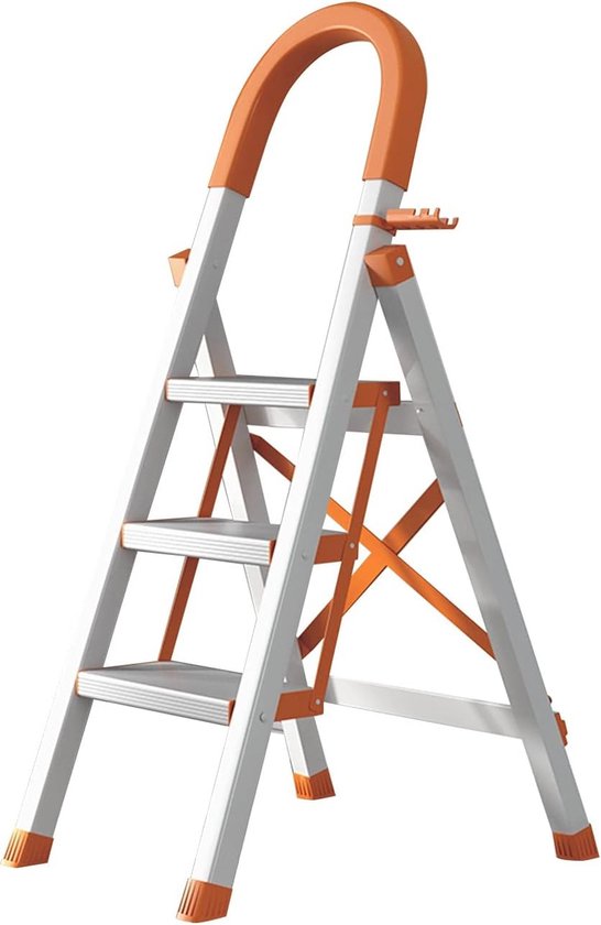 Opklapbare 3-traps Ladder - Draagbare Antislip Trapladder voor Thuis en ...