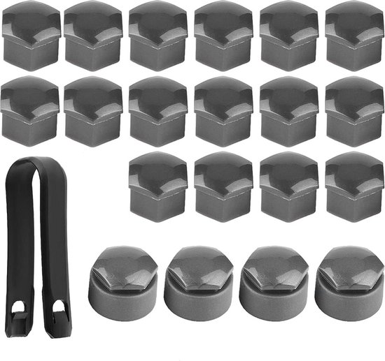 Pack of 20 Universal 17mm Wheel Bolt Caps with Removal Tool - Grey ...