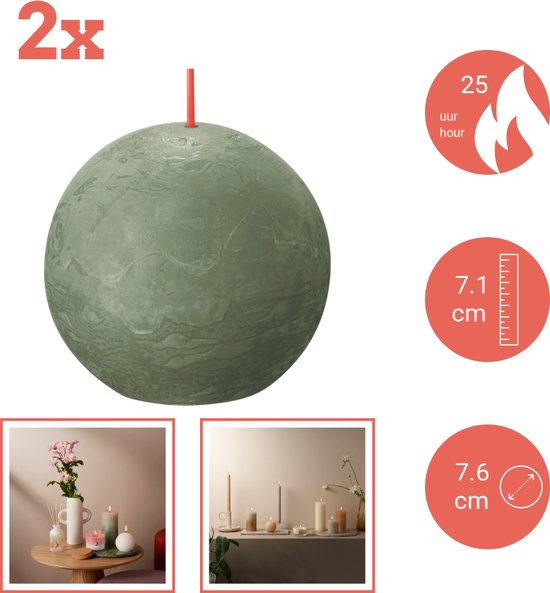 Bolsius - Rustiek bolkaars - Ø76mm - Fresh Olive - Voordeelverpakking ...