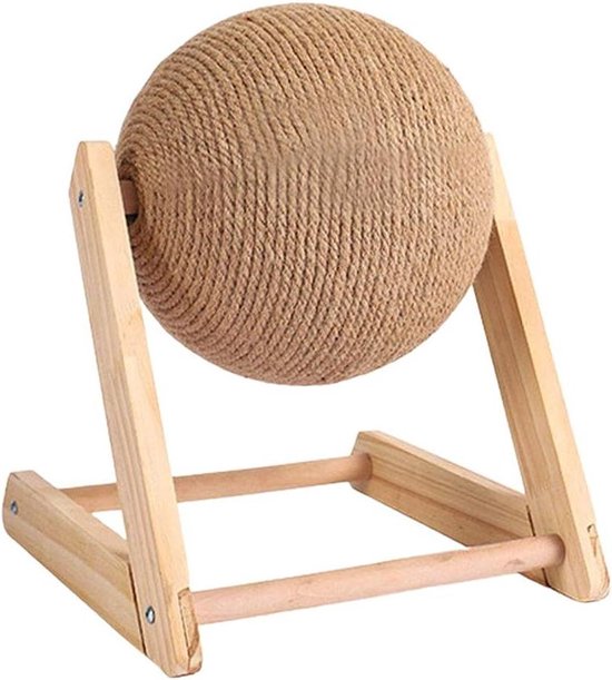 Kattenkrabber van massief hout met bal - stabiele basis - rolbal van ...