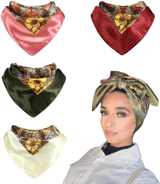 Grote Vlek Zijdeachtige Satijnen Vierkante Sjaal - Hoofddoek Bandana - 90x90cm . | bol
