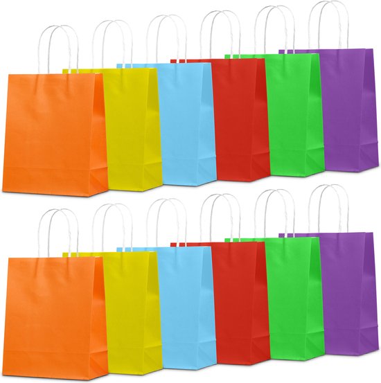 Nuvona 24x Uitdeelzakjes van Papier - 6 verschillende kleuren - 21x15 ...