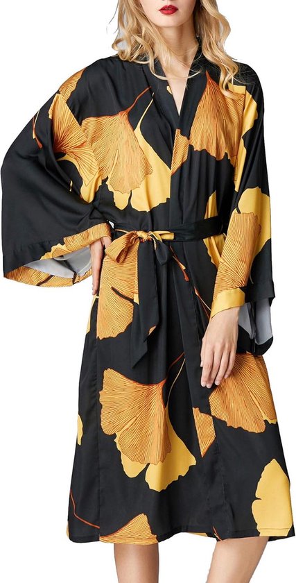 Kimono-badjas dames - Ginkgo-blad print - Perfect voor bruid en ...