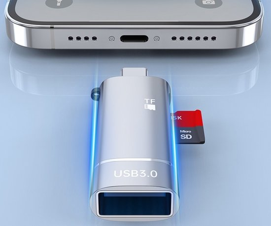 USB-C naar USB 3.0 + Micro SD (TF) kaartlezer adapter kabel - geschikt ...