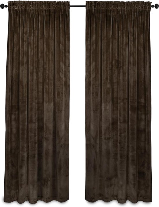 TRANKIELO® - Luxe Fluweel Gordijn in Bruin, 300x245cm, Verduisterend en ...