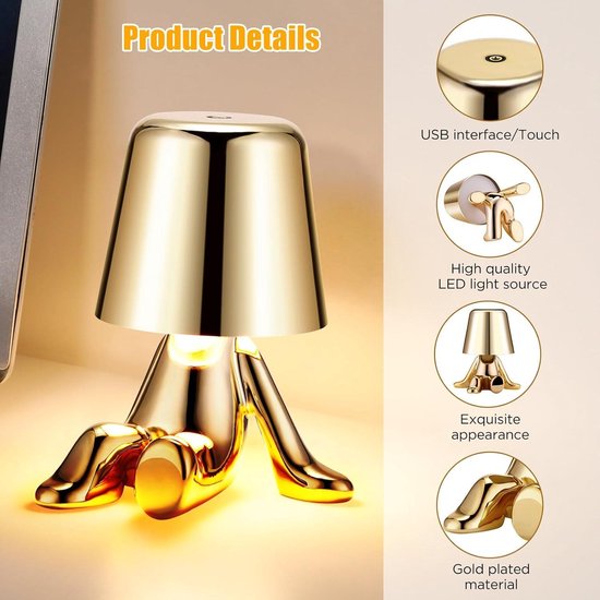 Mrs. Jones Touch Bureaulamp goud draadloze dimbare denker tafellamp ...