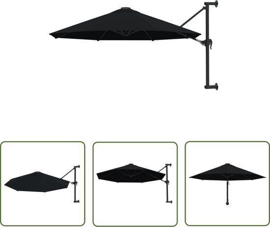 vidaXL Wandparasol - Zonwering - Wandparasol met metalen paal 300 cm ...