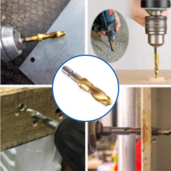 6-delige combinatieboor en tap set - M3 M4 M5 M6 M8 M10 - metrische ...