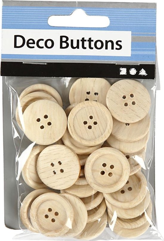 Creotime Houten Knopen 23 Mm 30 Stuks | bol