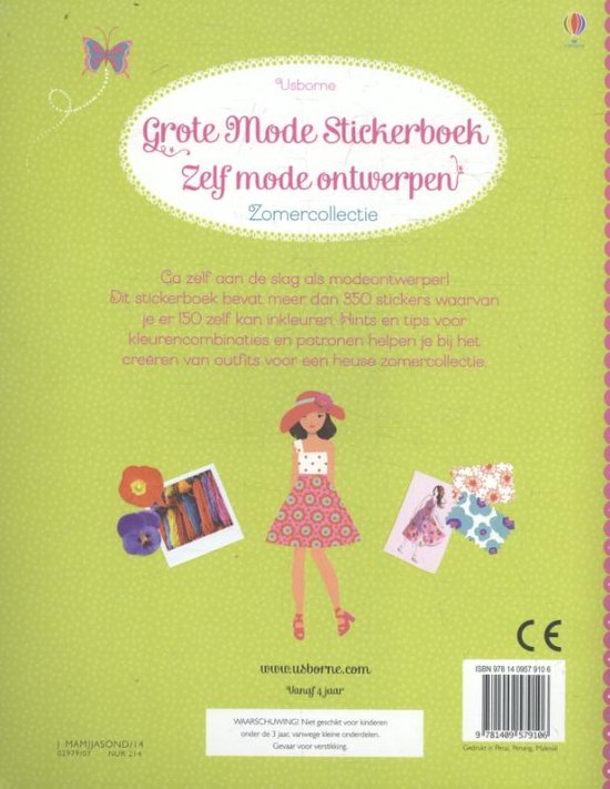 Grote mode stickerboek -zelf mode ontwerpen - Zomercollectie, Usborne ...
