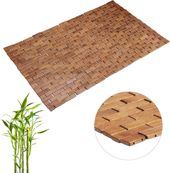 Relaxdays badmat bamboe - douchemat - badkamer mat - antislip ...