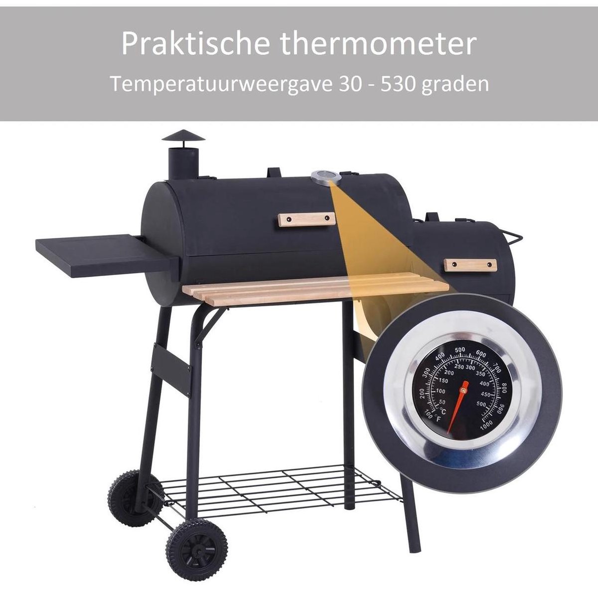 Smoker Barbecue - Houtskoolgrill - Smoker - Rookoven - Met schoorsteen ...