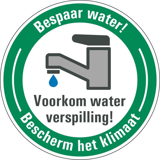 Water besparen sticker voorkom waterverspilling 50 mm - 10 stuks per ...