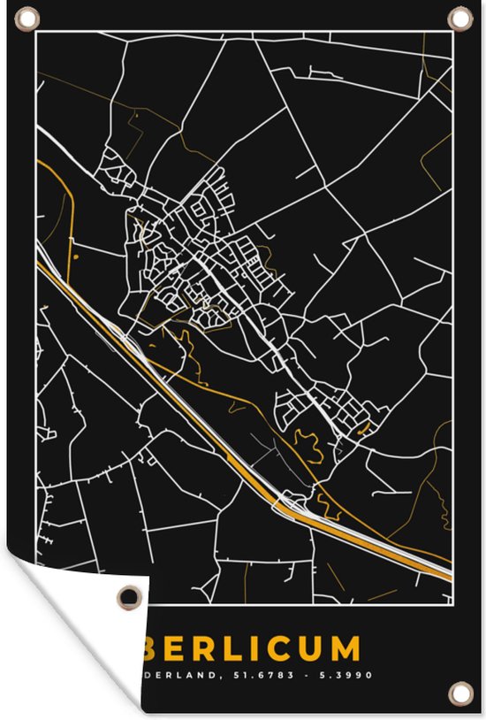 Muurdecoratie Plattegrond - Kaart - Black & gold - Berlicum ...