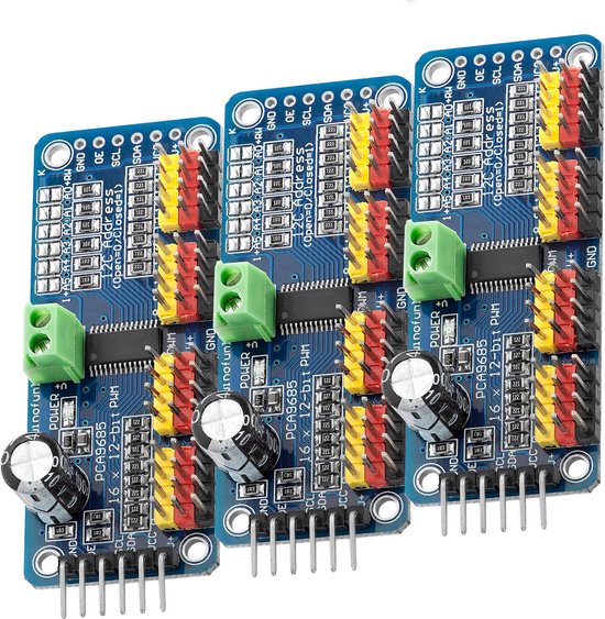 AZDelivery 3 x PCA9685 16 Kanaals 12 bit PWM Servostuurprogramma ...