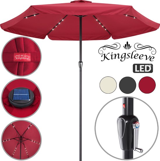 Kingsleeve – Parasol - LED-verlichting - 330 cm – Solar - Antraciet | bol.com