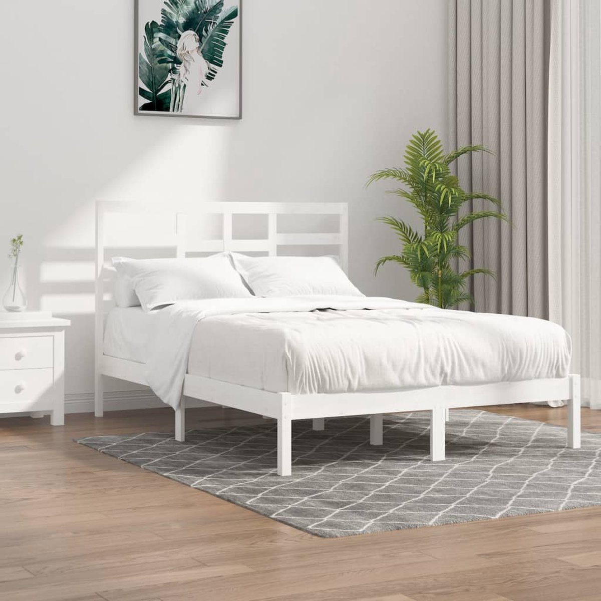 Prolenta Premium - Bedframe massief hout wit 140x190 cm | bol.com