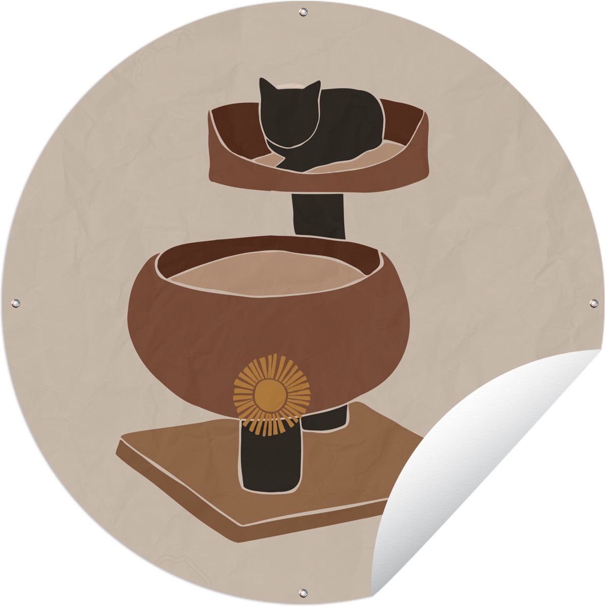 Tuincirkel Kattenmand - Kat - Minimalisme - Design - 60x60 cm - Ronde ...