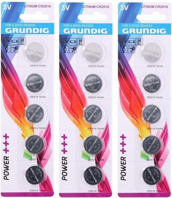15x Knoopcel batterijen CR2016 - 3V - knoopcelbatterijen / knoopbatterijen | bol