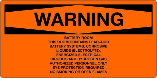 Sticker 'Warning: This room contains lead-acid battery systems' 200 x ...
