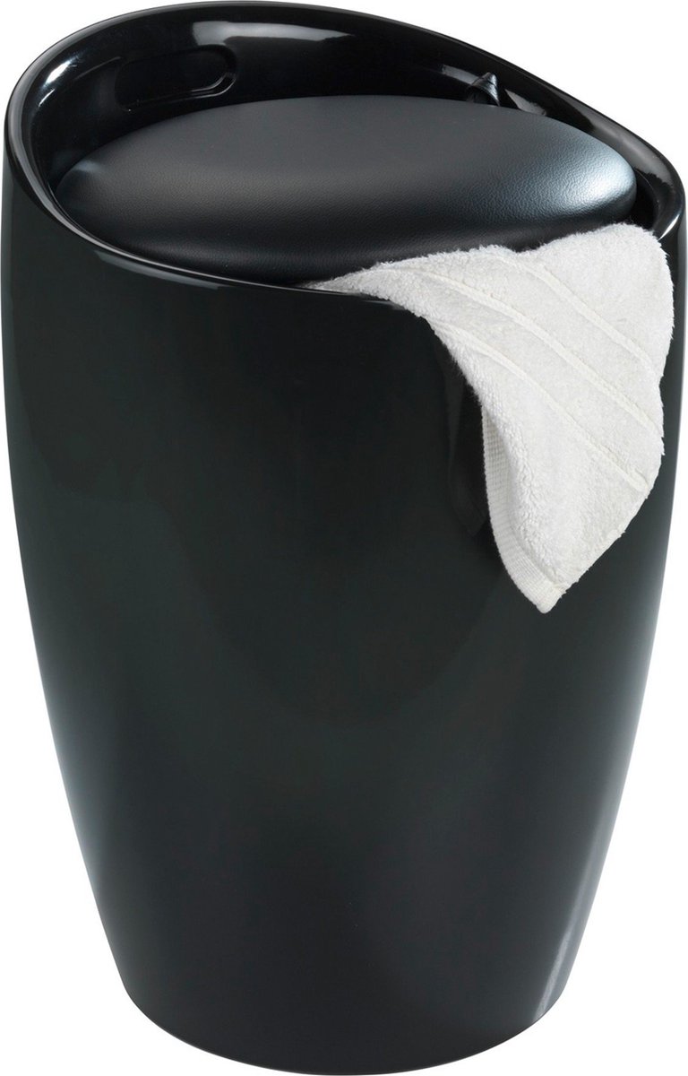 Wenko Badkamer Stoel & Wasmand Candy Zwart | bol