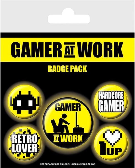 Gamer at Work - Buttons - Badge Pack | bol
