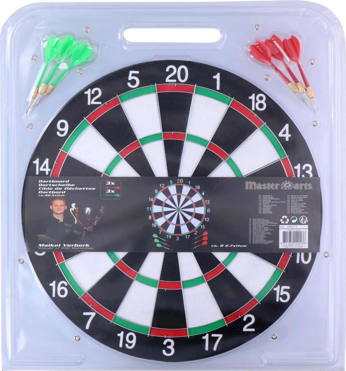 Masterdarts Dartbord - 40,5 cm - tweezijdig - met 6 darts | bol.com