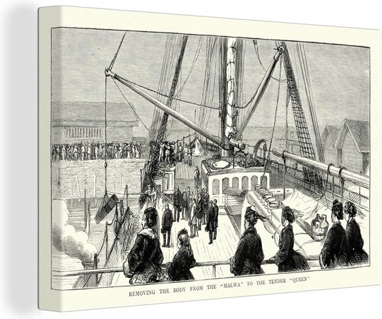 Canvas Schilderij tekening van de laatste tocht van David Livingstone ...