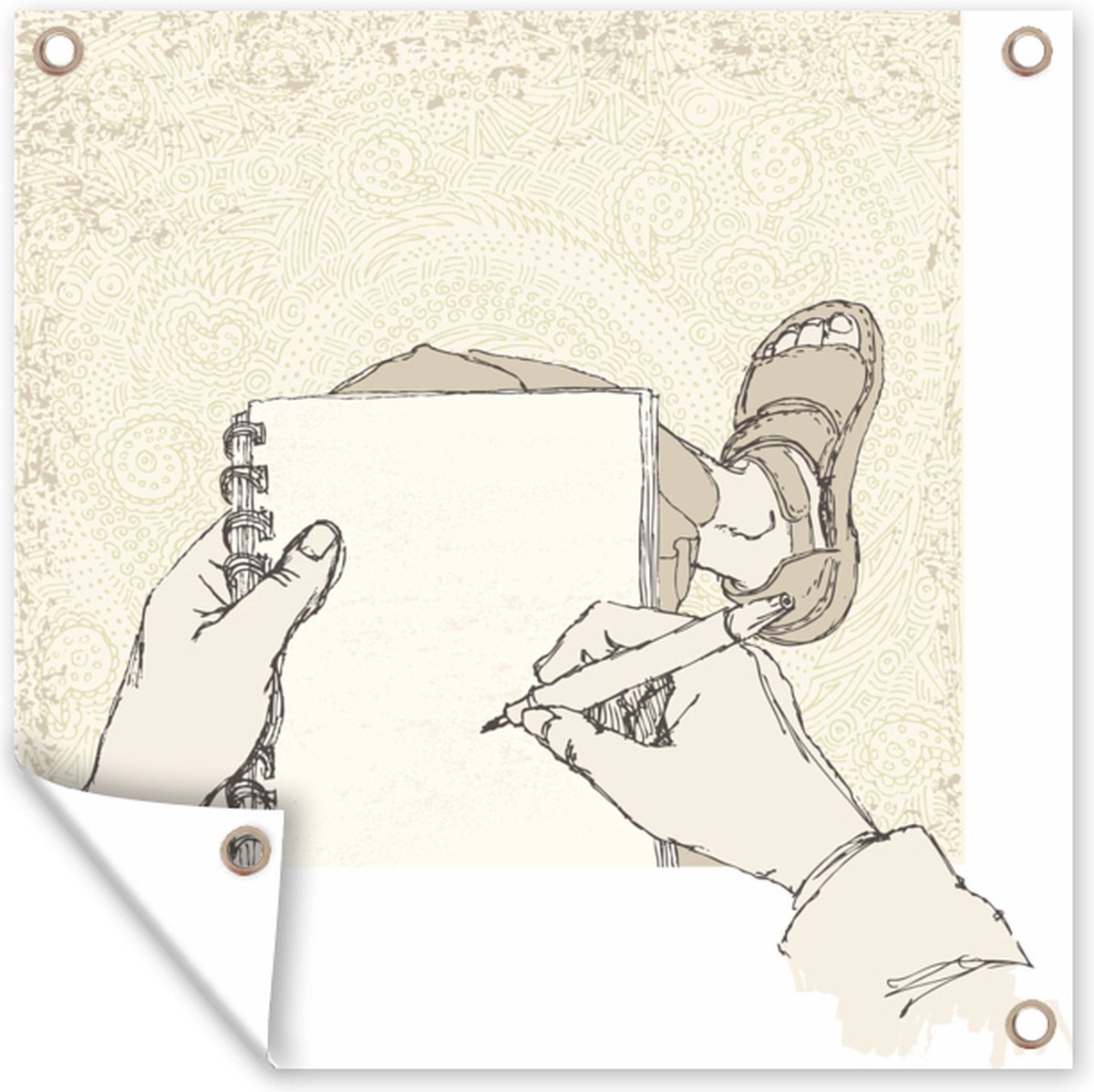 Tuindoek tekening van een rustige tekenaar - 100x100 cm | bol.com