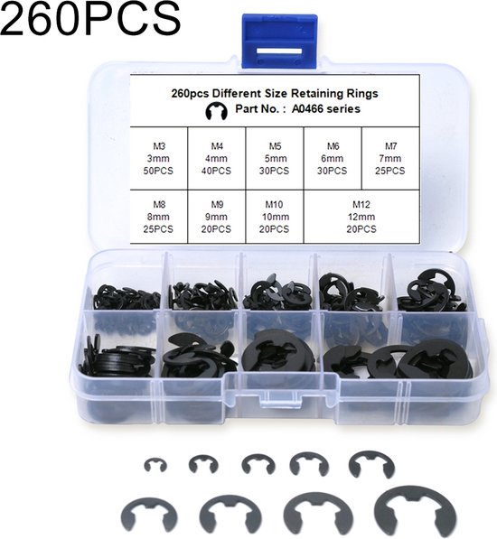 260 STKS Auto E-vorm borgring snapring assortiment borgringen | bol