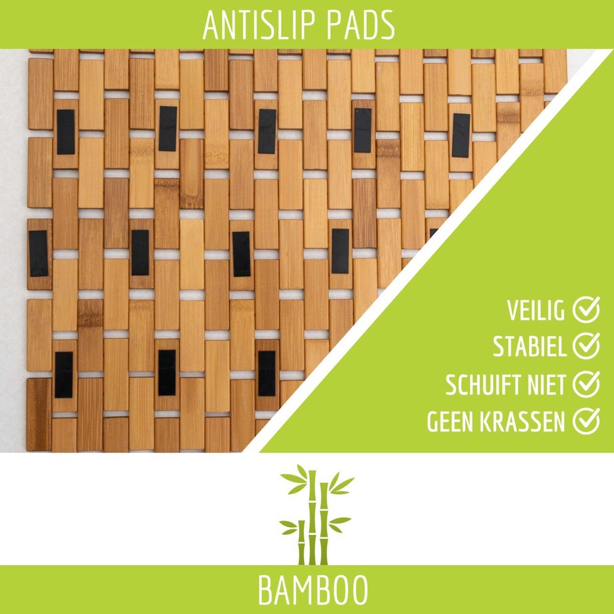 Badmat - Bamboo - Douchemat - Antislipmat douche - Bamboe - 45X45 CM ...