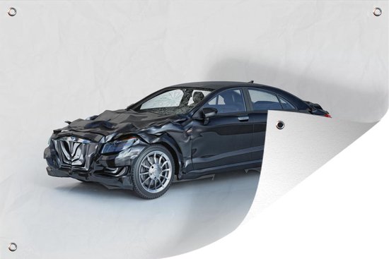 Tuinposters buiten Illustratie van een zwarte auto wrak - 90x60 cm ...