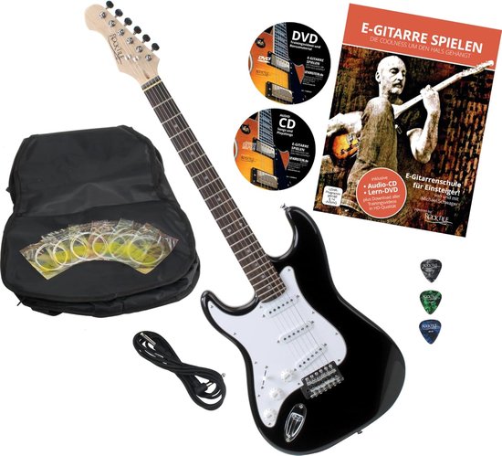 Elektrische Gitaar Linkshandig Zwart Set Compleet met Accessoires | bol