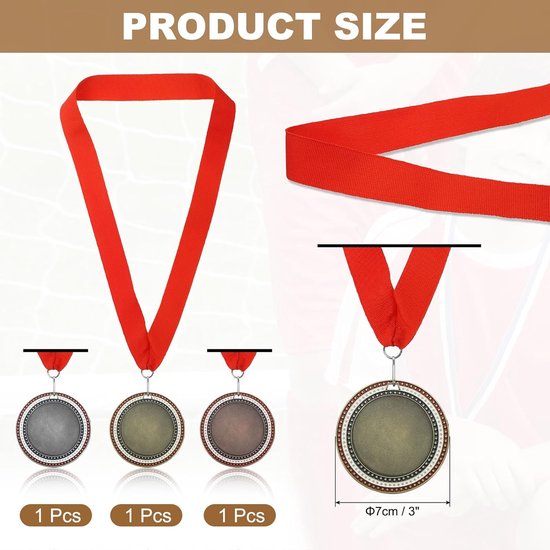 3 Pack Award Medals - 1st 2nd 3rd Prize Winner Medals met Rode Ribbon ...