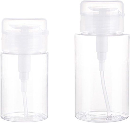 Leeg flesje met pompje voor nagellakverwijderaar, make-up remover ...