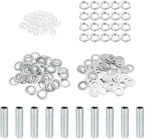 M10 threaded 1.58 inch lamp tube kit - locking nuts - washers - fixings ...
